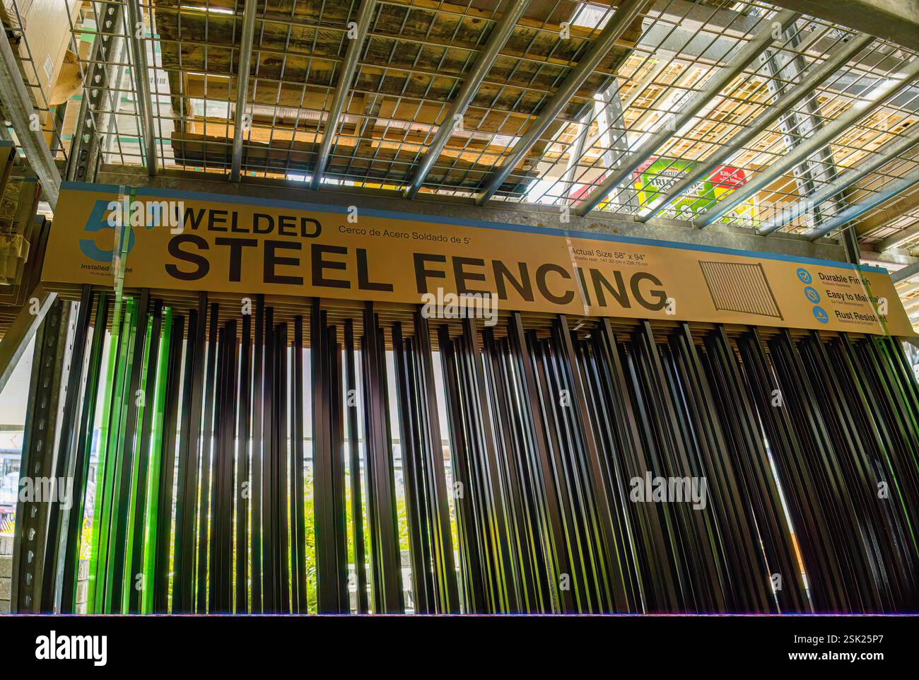 Photo of a steel fencing display in a hardware store. President Trump ...
