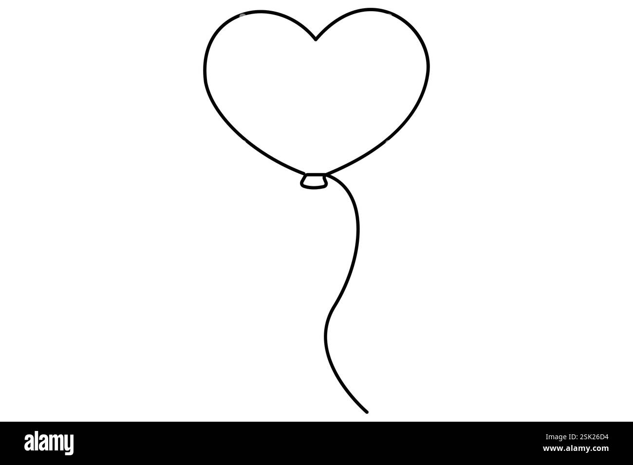 Heart shaped balloon Continuous one line drawing of heart balloon ...