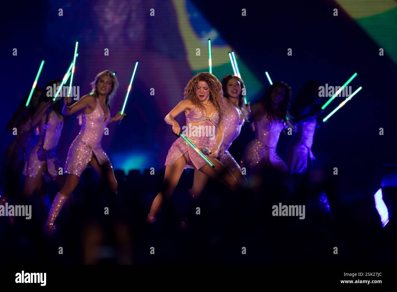 Colombian singer Shakira performs in concert during her "Las Mujeres Ya ...