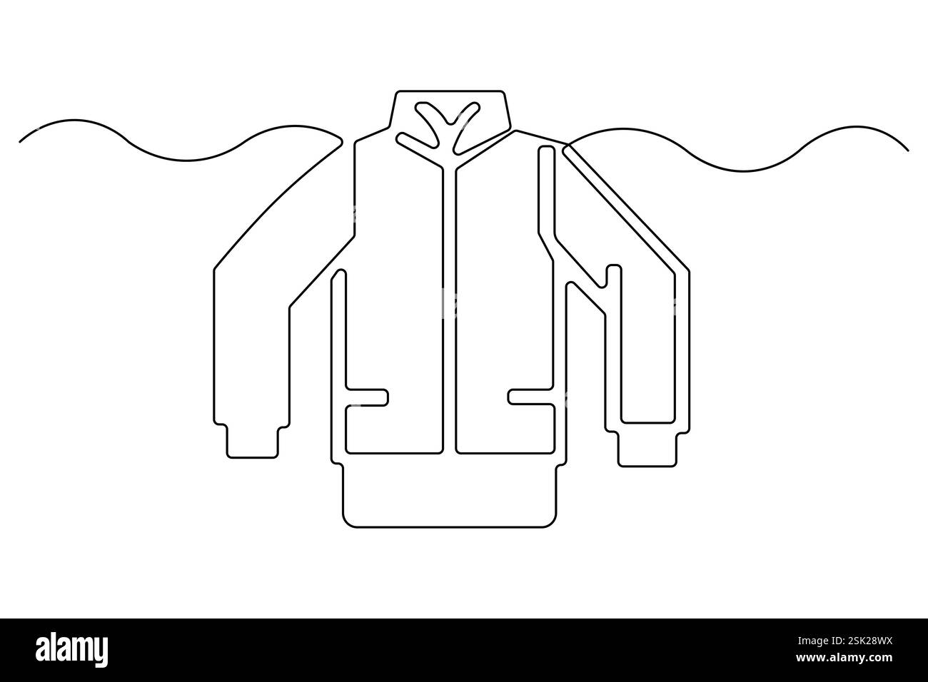 Jacket continuous one line drawing of jacket icon linear design isolated on white background ...