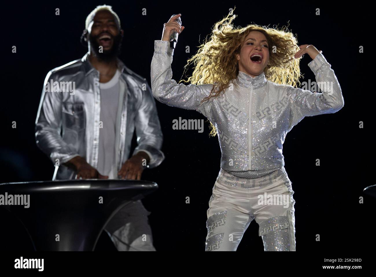 Colombian singer Shakira performs in concert during her "Las Mujeres Ya ...