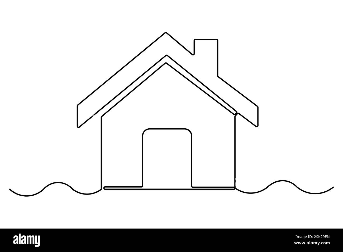House continuous one line drawing of house icon Isolated on white ...