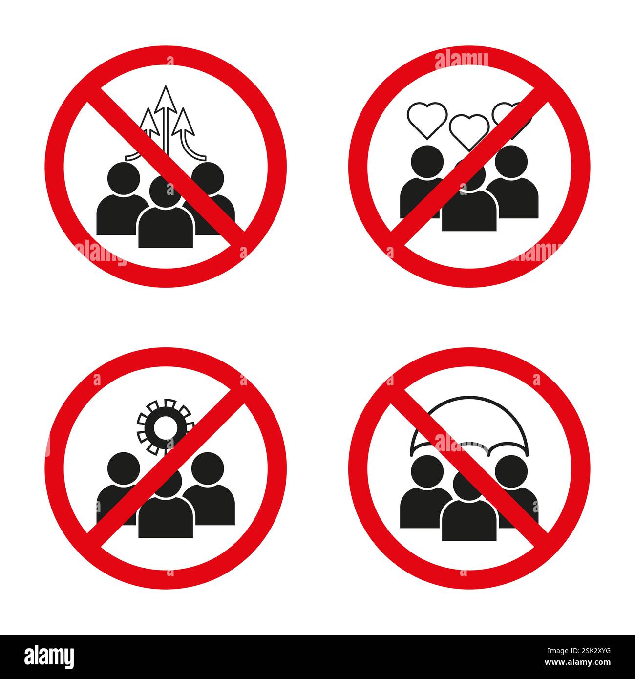 No teamwork sign. Prohibited cooperation icon. Business restriction ...