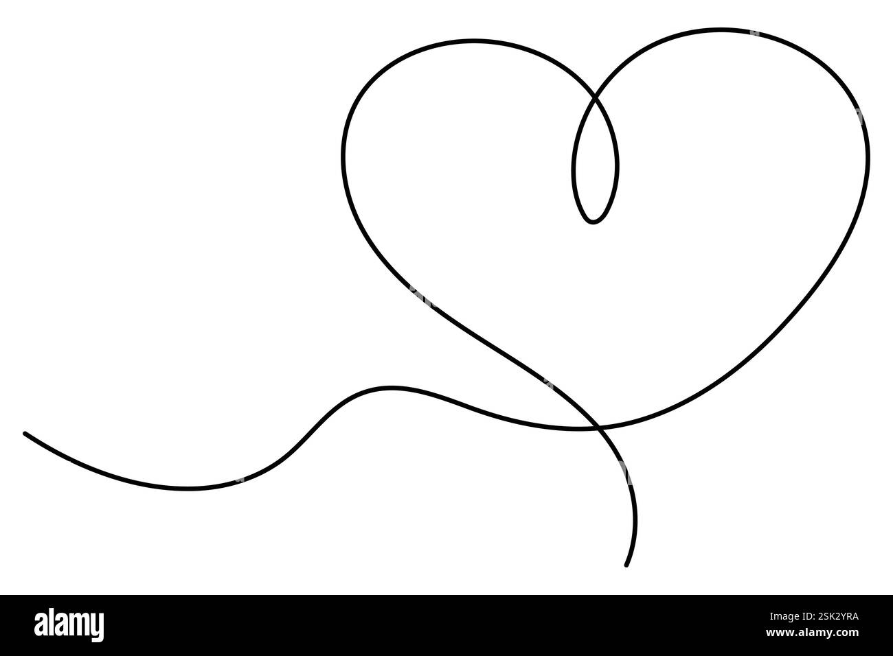 Heart continuous single line art drawing. Hand drawn doodle heart ...