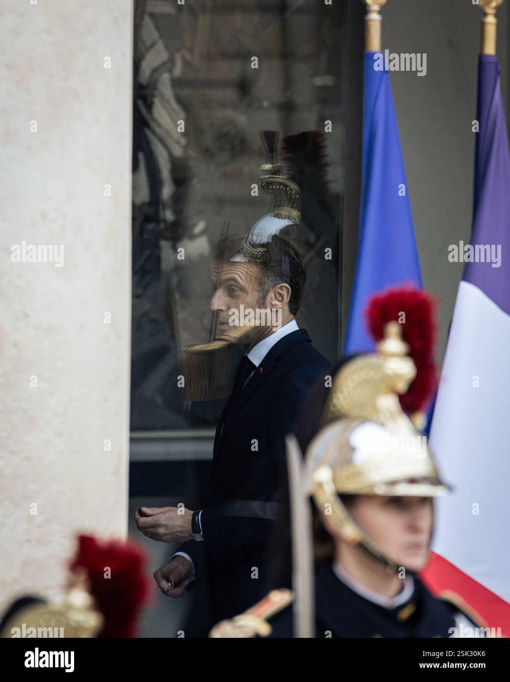 Paris, France. 11th Feb, 2025. French President Emmanuel Macron seen at ...