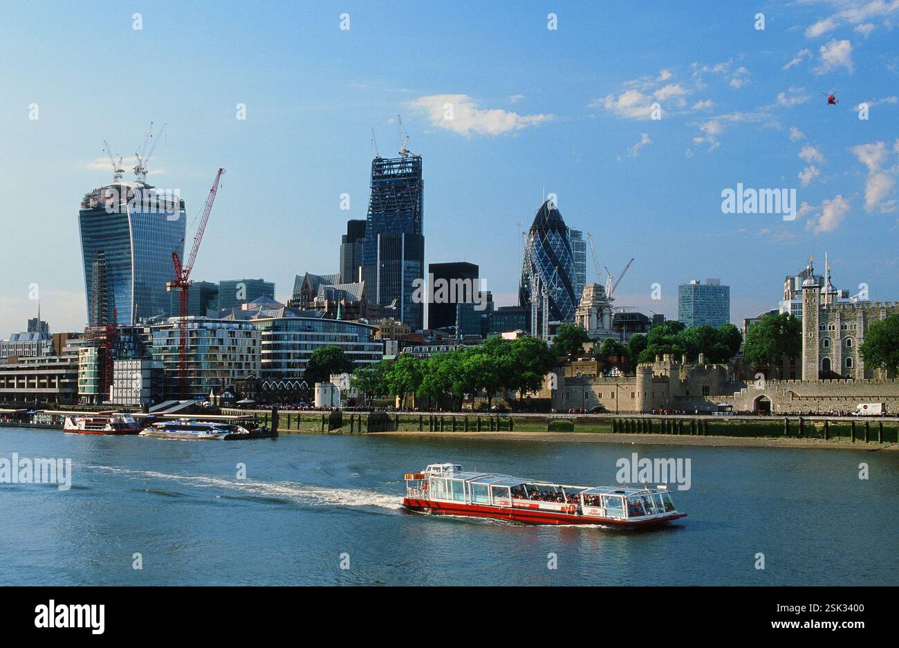 The City of London, UK, from the South Bank, with the Walkie Talkie ...