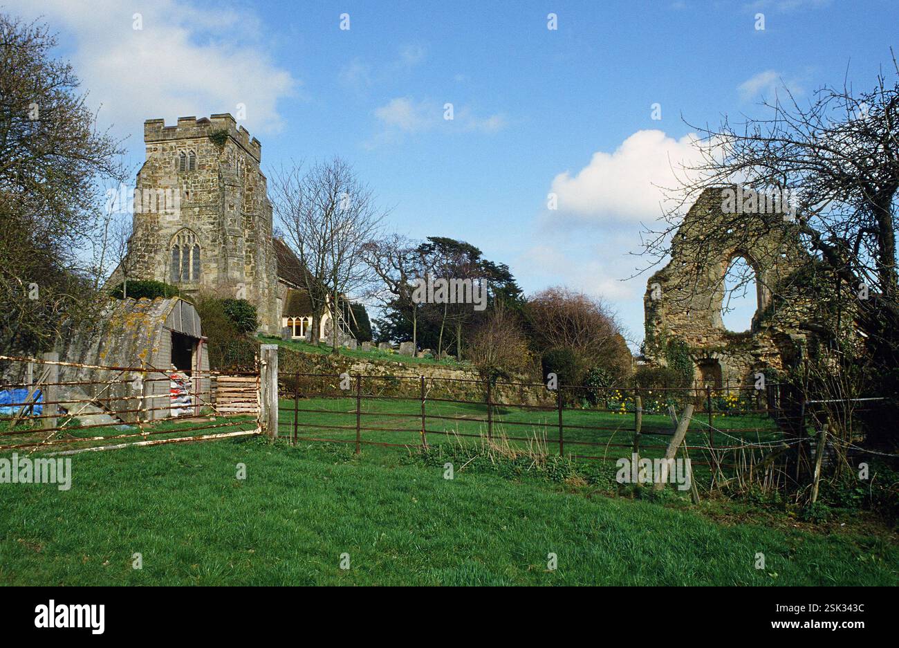 Crowhurst, East Sussex, with the historic church of St George and ...