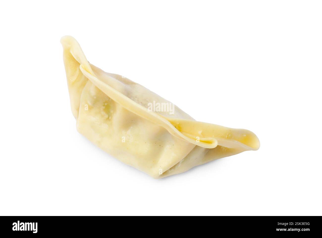 One fresh gyoza dumpling isolated on white, top view Stock Photo - Alamy