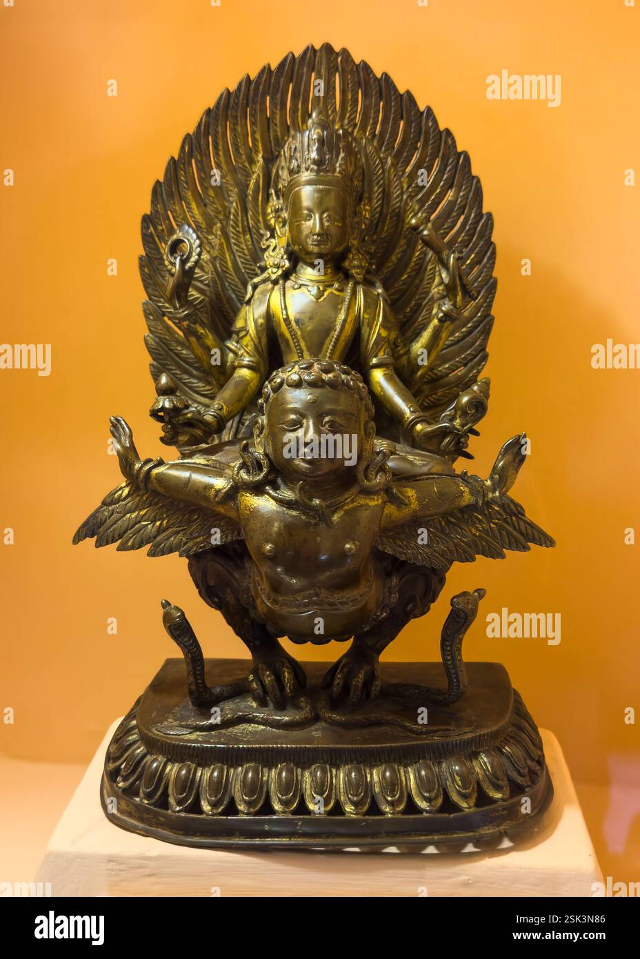 A 17th Cenutry gold on copper alloy Vishnu statue carried by the ...