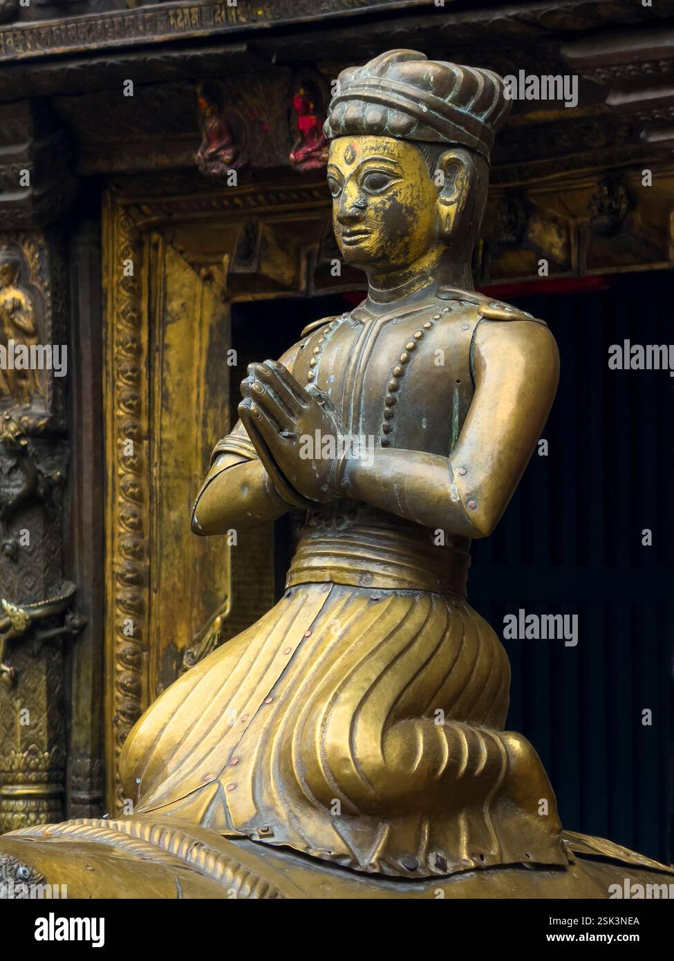 Gilded statue of a Malla King in the 12th Century Shakyamuni Buddha ...