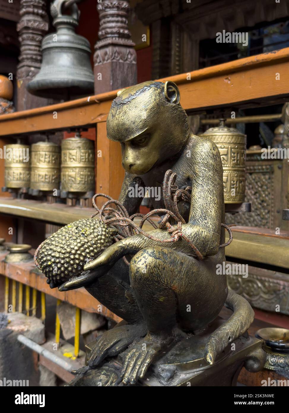A bronze Hanuman statue in the 12th Century Shakyamuni Buddha Golden ...