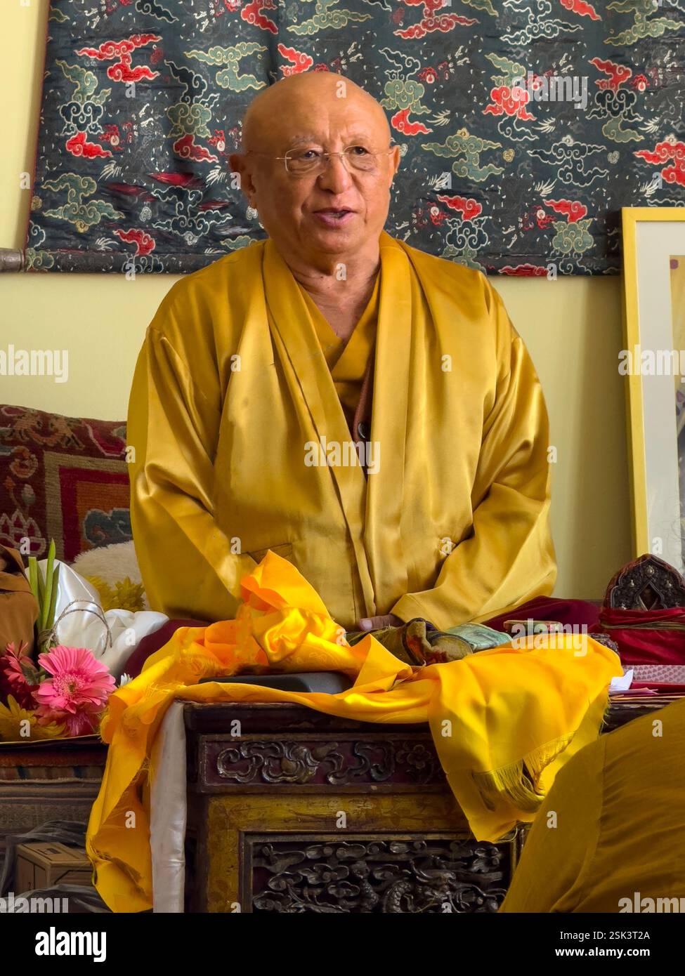 Chökyi Nyima Rinpoche gives teaching as the is the abbot of Ka-Nying ...