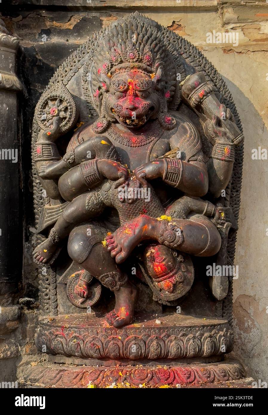 Stone carving of Narsingh is the Lion Headed avatar of the Hindu god ...