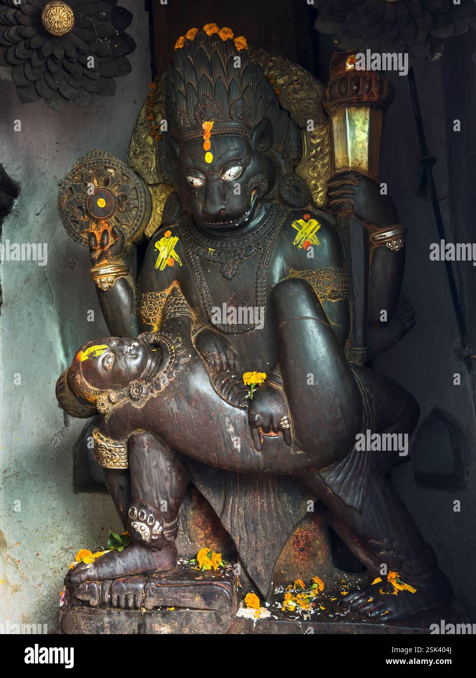 Stone carving of lion headed wrathful deity Narsingh in the Hanuman ...