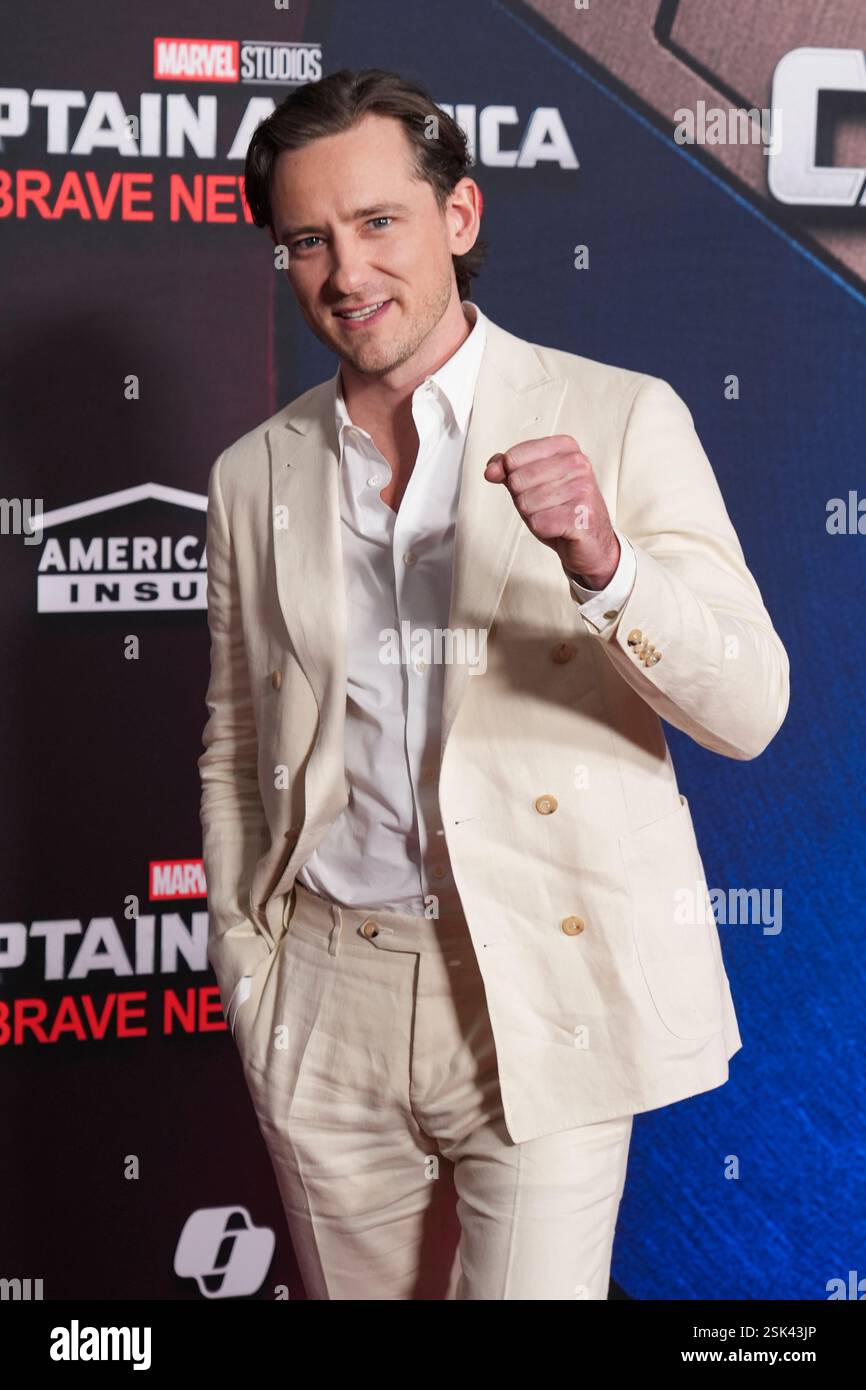 Lewis Pullman arrives at the premiere of "Captain America: Brave New ...