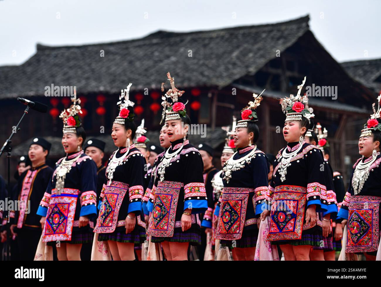 Jinping, China's Guizhou Province. 11th Feb, 2025. Performers sing ...