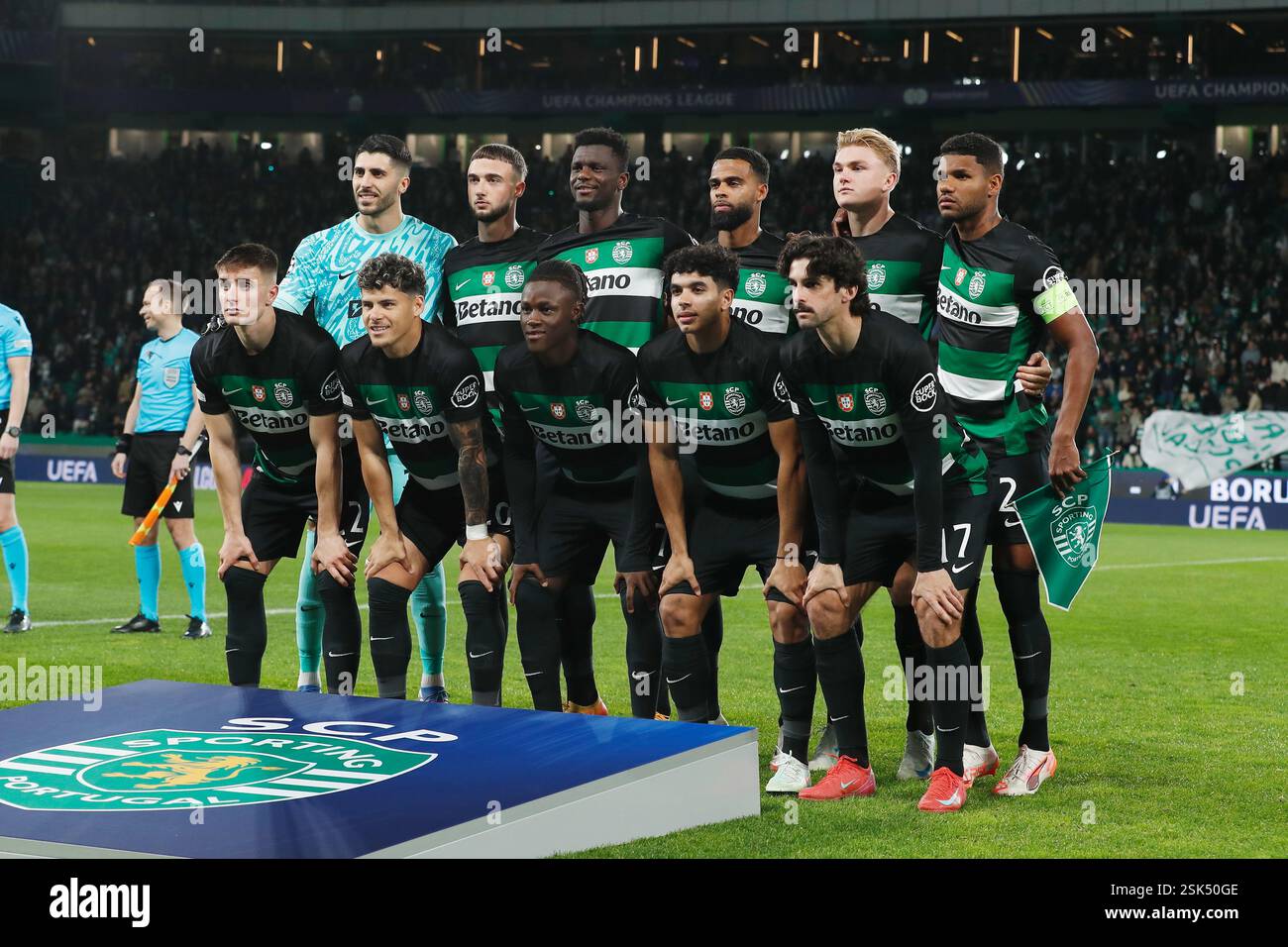 Lisbon, Portugal. 11th Feb, 2025. Sporting CP team group line-up ...