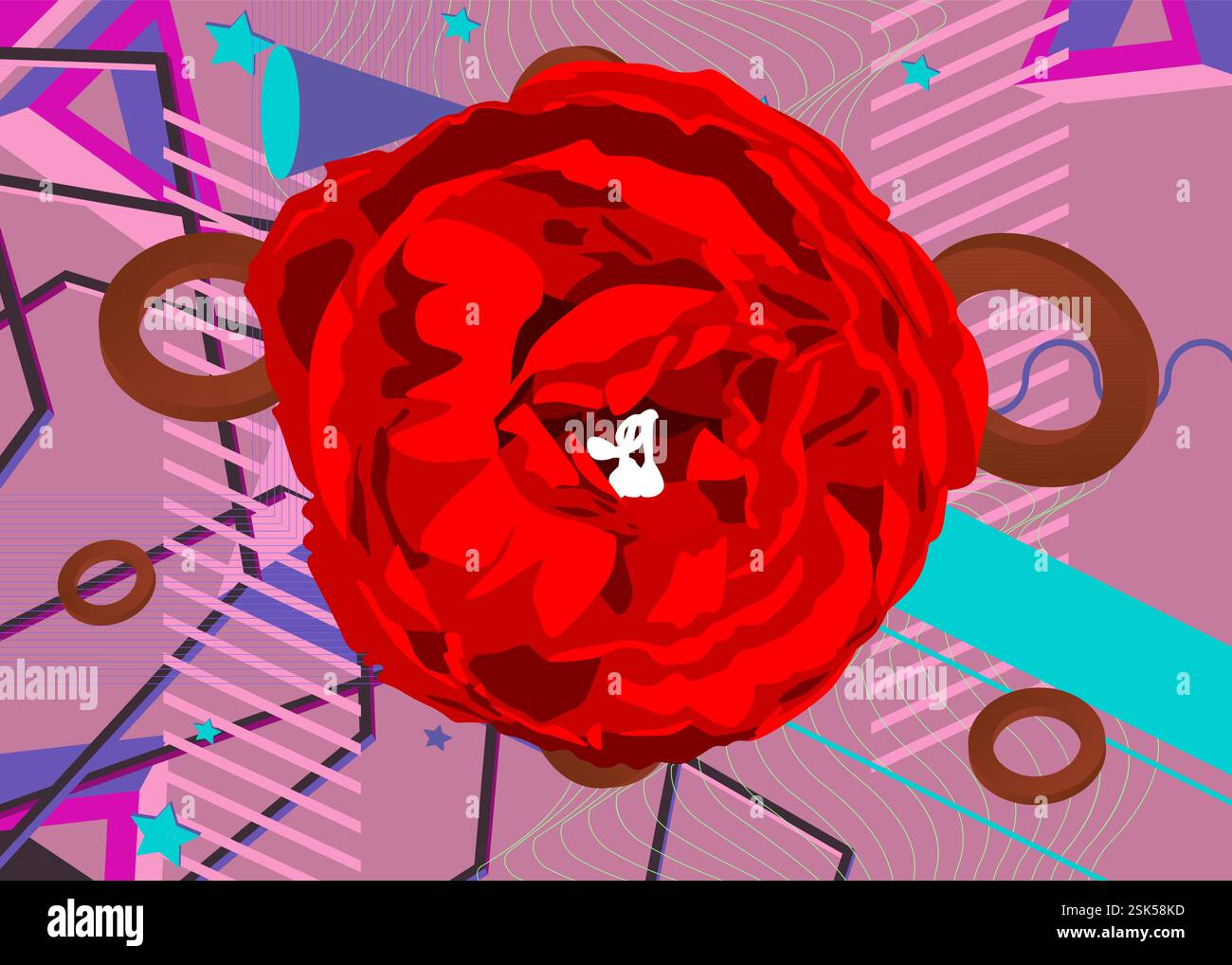 Rose geometrical graphic retro theme background. Minimal geometric ...