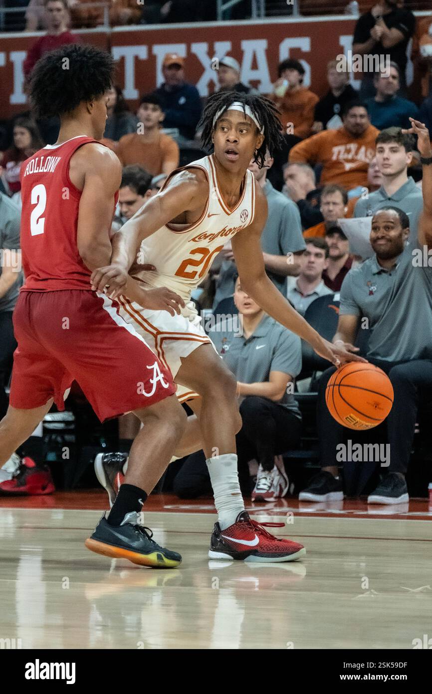 Texas, USA. 11th Feb, 2025. Tre Johnson (20) of the Texas Longhorns in ...
