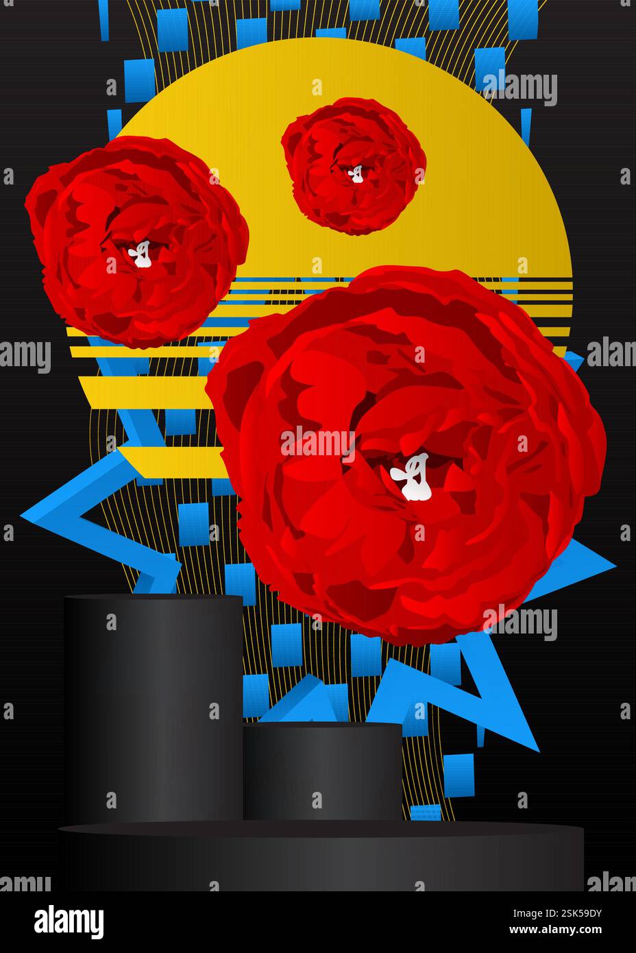 Mockup product display with Rose. Vector cylinder pedestal podium ...