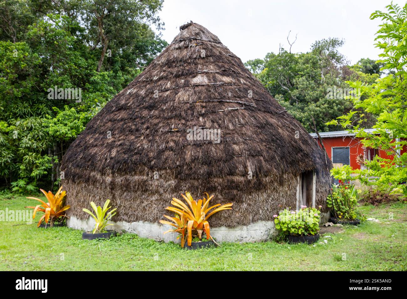 View of a traditional hut in Easo, Lifou Island, Loyalty Islands, New ...