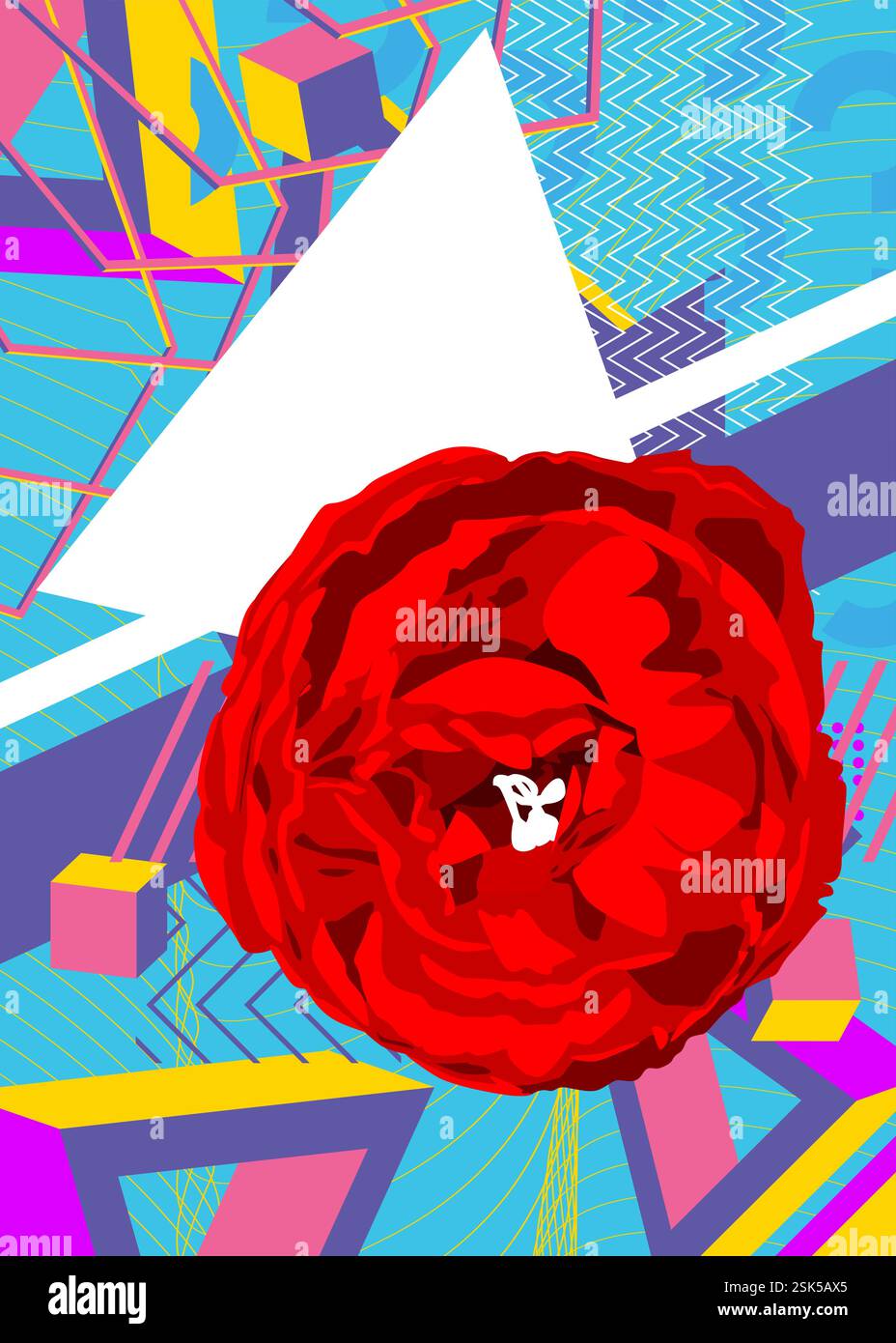 Rose geometrical graphic retro theme background. Minimal geometric ...