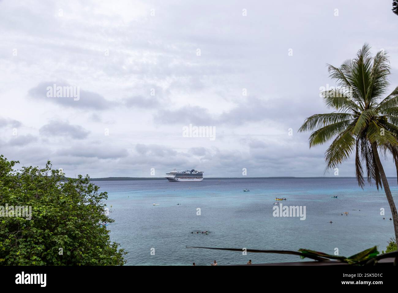 Cruise ship at Bay of Santal in Lifou Island, Loyalty Islands, New ...