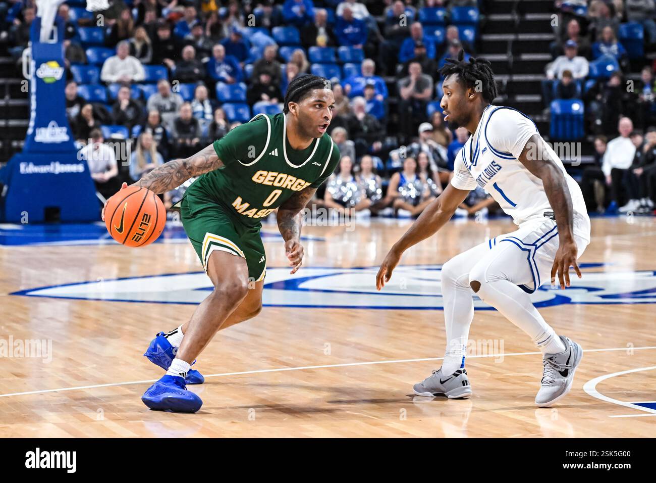 FEBRUARY 11, 2025: George Mason Patriots guard K.D. Johnson (0) goes ...