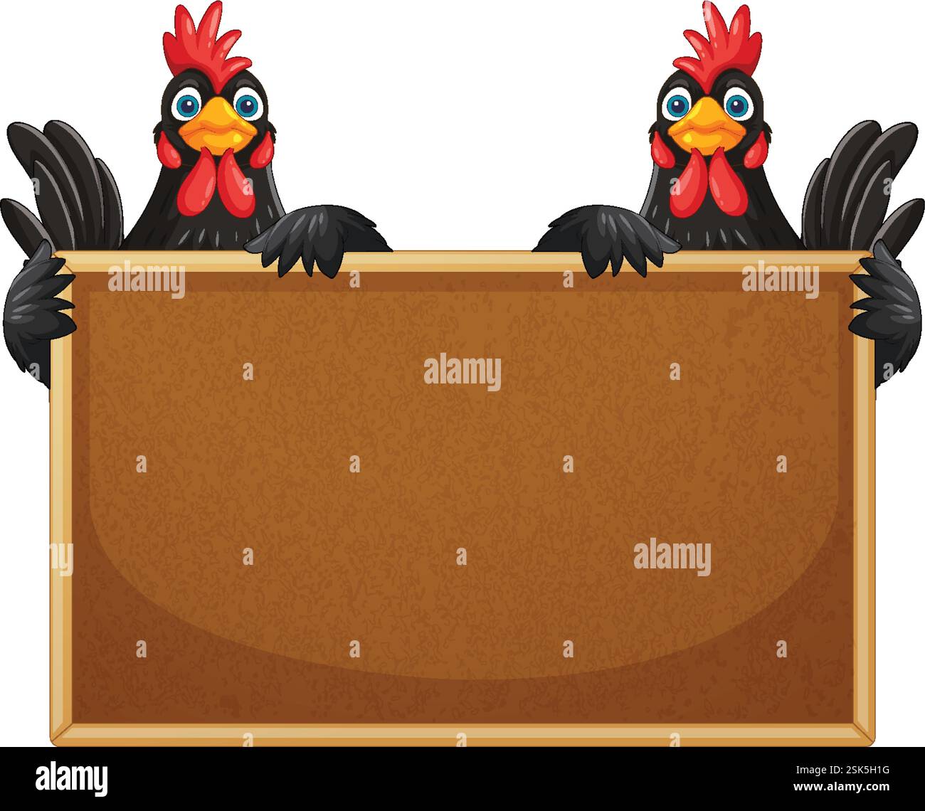 Two cartoon chickens with a wooden sign Stock Vector Image & Art - Alamy