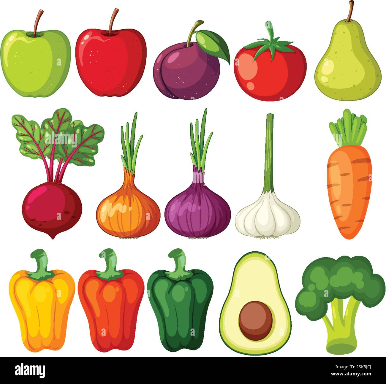 Vibrant assortment fruits vegetables Stock Vector Images - Alamy