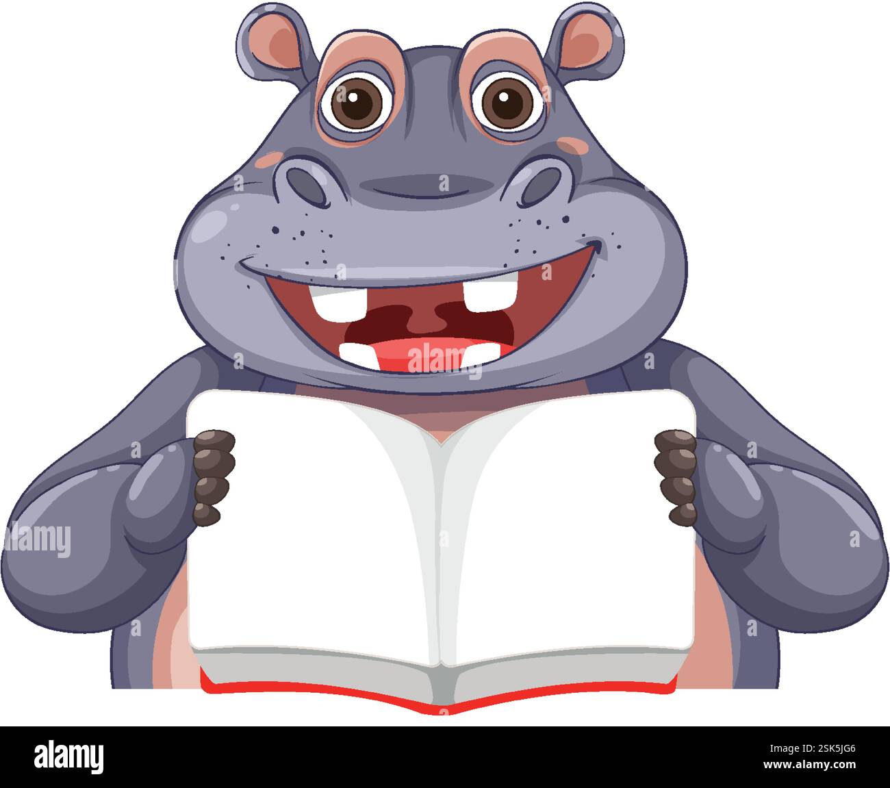 Cartoon hippo enjoying a book with a smile Stock Vector Image & Art - Alamy
