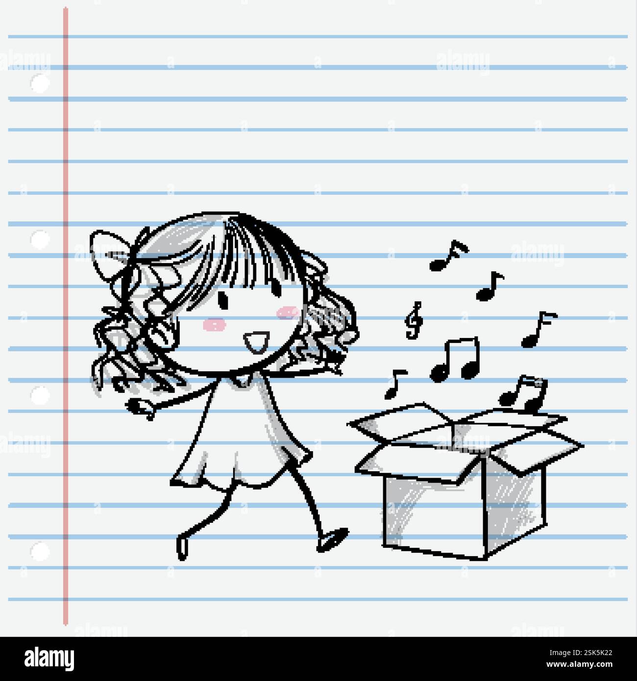 Illustration drawing music girl Stock Vector Images - Alamy