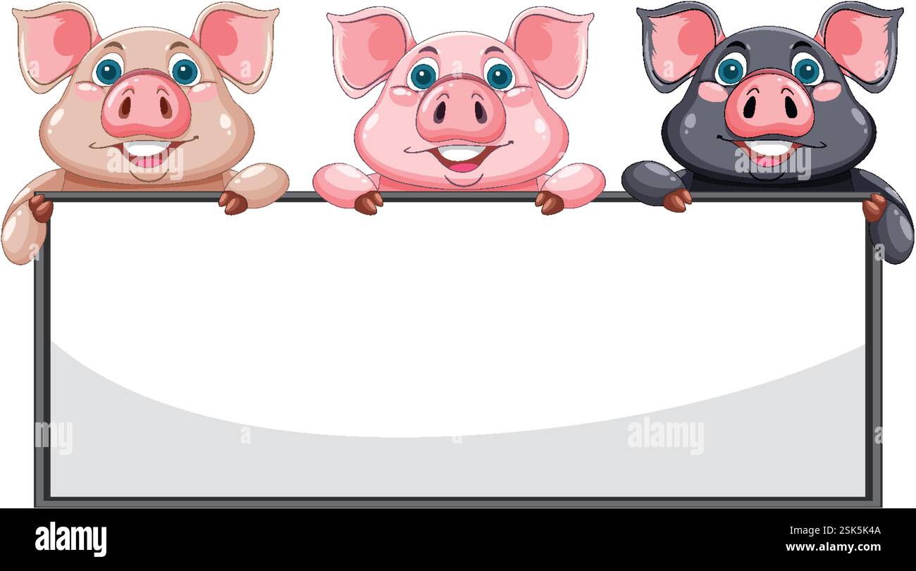 Three cartoon pigs with a blank sign Stock Vector Image & Art - Alamy