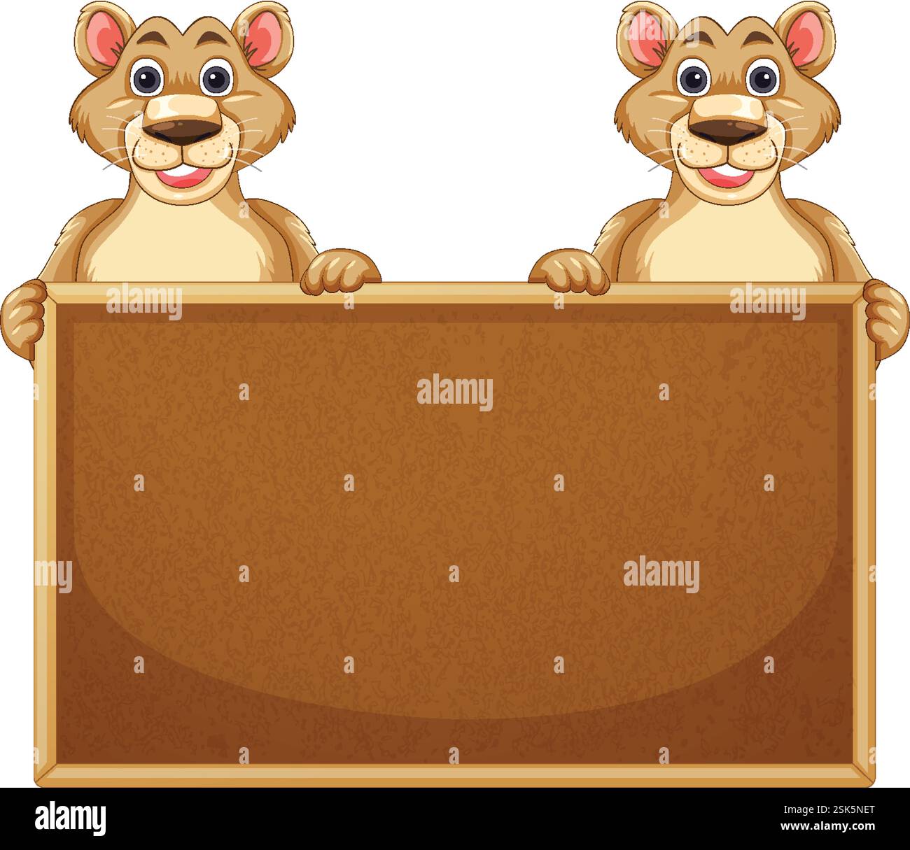 Two lions holding a blank wooden sign Stock Vector Image & Art - Alamy