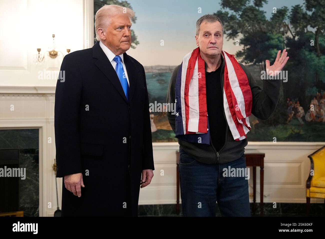 President Donald Trump, accompanied by Marc Fogel, speaks in the ...