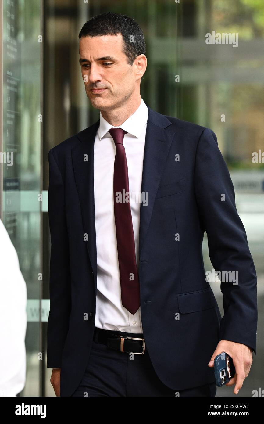 Sydney, Australia. 12th Feb, 2025. Ben Latimer departs after giving evidence at the Federal ...