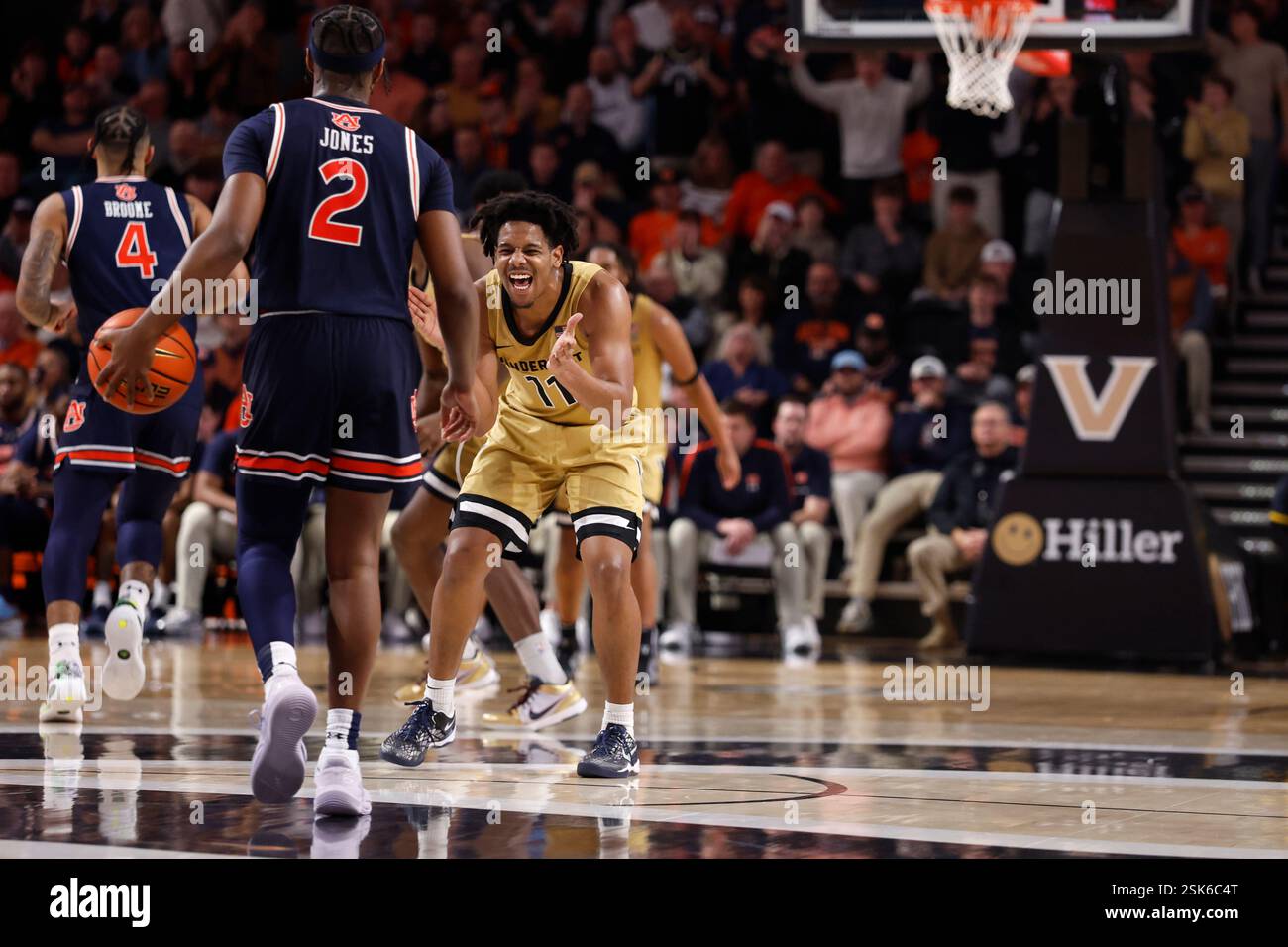 NASHVILLE, TN - FEBRUARY 11: Vanderbilt Commodores guard AJ Hoggard (11) claps as Auburn Tigers ...