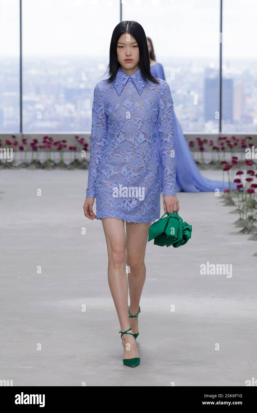 New York, USA. 10th Feb, 2025. A model is seen on the catwalk at the ...