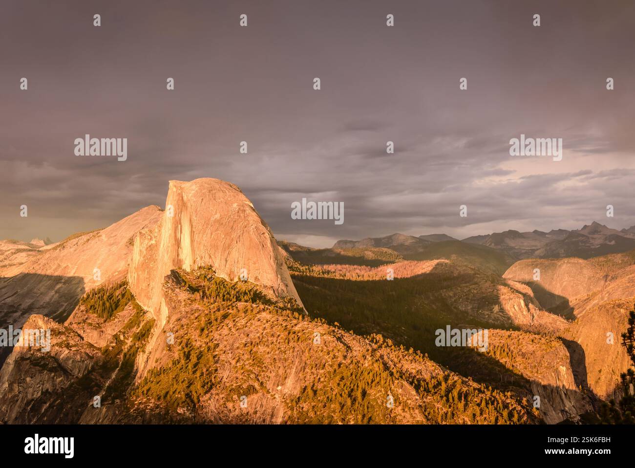 Iconic views of the Yosemite Valley floor, Half Dome, and the high ...