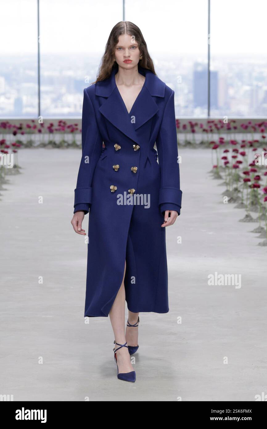 New York, USA. 10th Feb, 2025. A model is seen on the catwalk at the ...