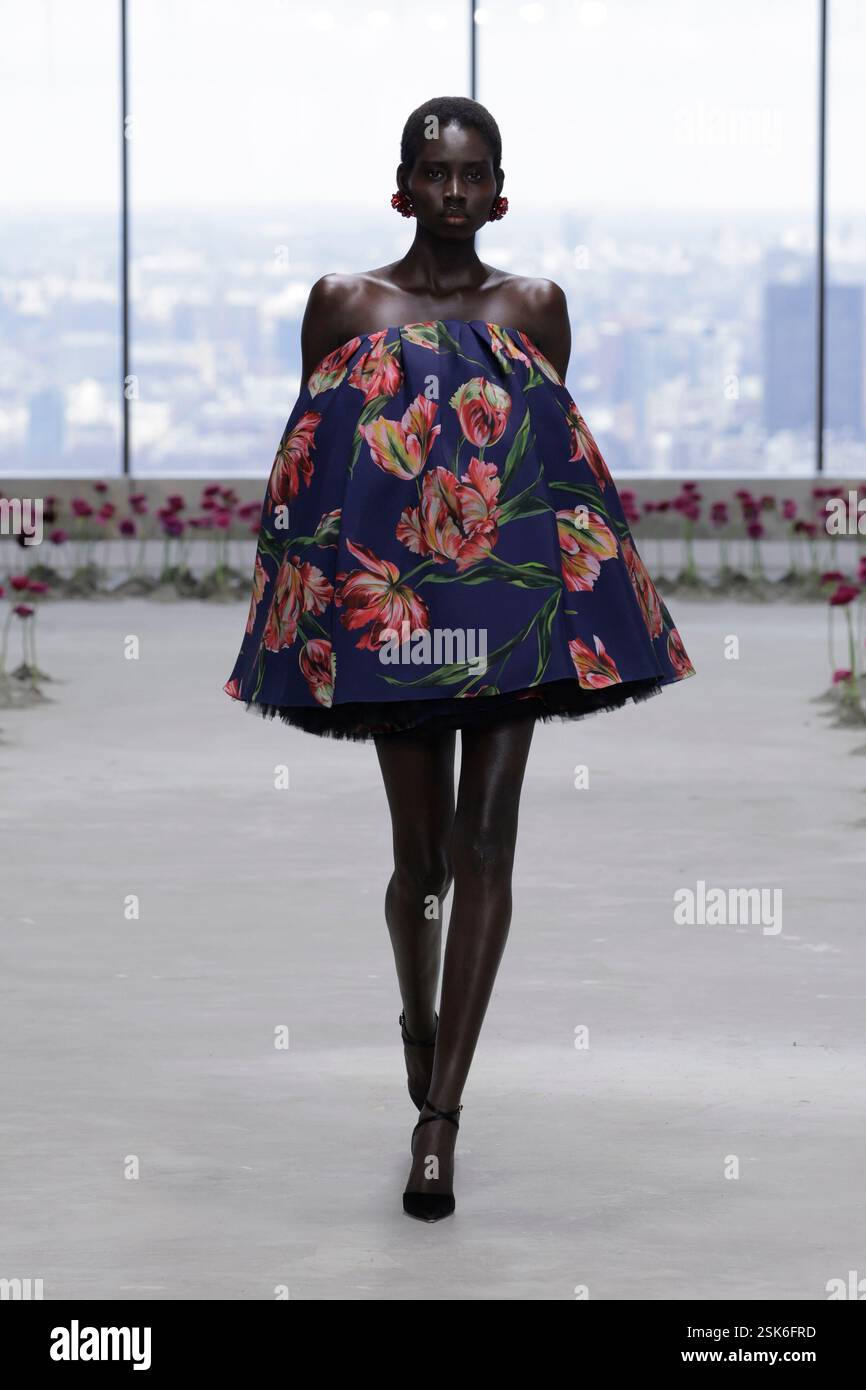 New York, USA. 10th Feb, 2025. A model is seen on the catwalk at the ...