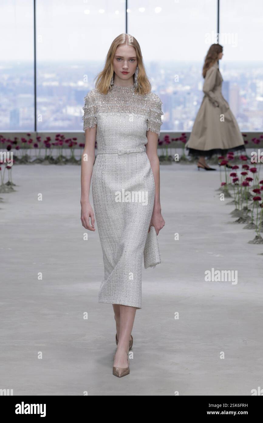New York, USA. 10th Feb, 2025. A model is seen on the catwalk at the ...