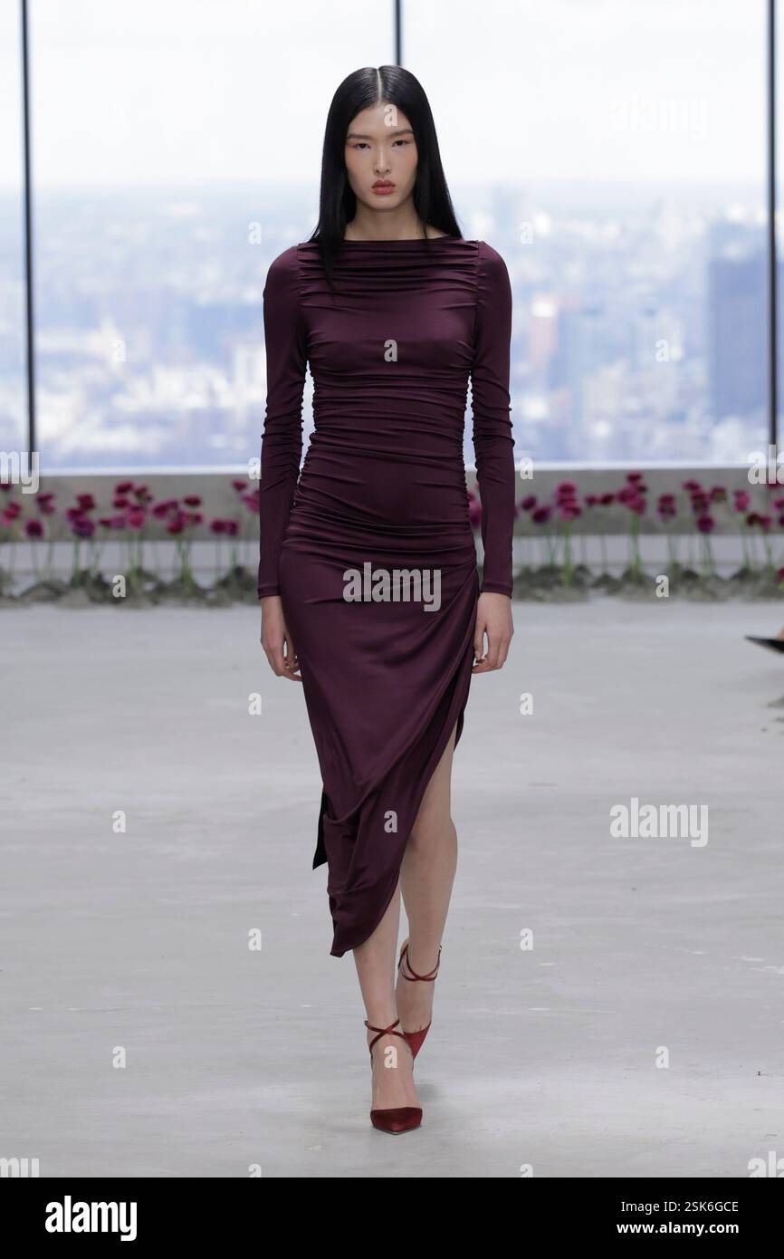 New York, USA. 10th Feb, 2025. A model is seen on the catwalk at the ...