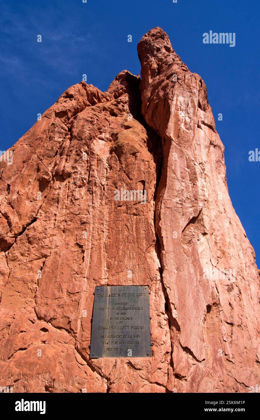 A dedication plaque on Signature Rock in the Garden of the Gods Park ...
