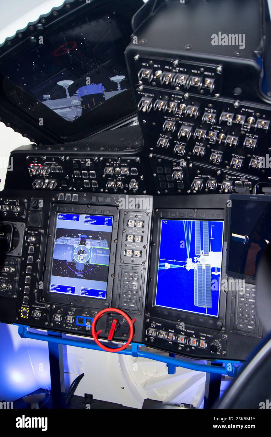 A mockup of the control panel of the Boeing Starliner space capsule ...
