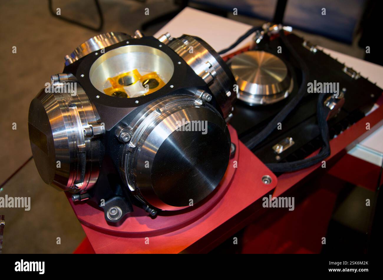 A control moment gyroscope (CMG) on display at the Space Symposium ...