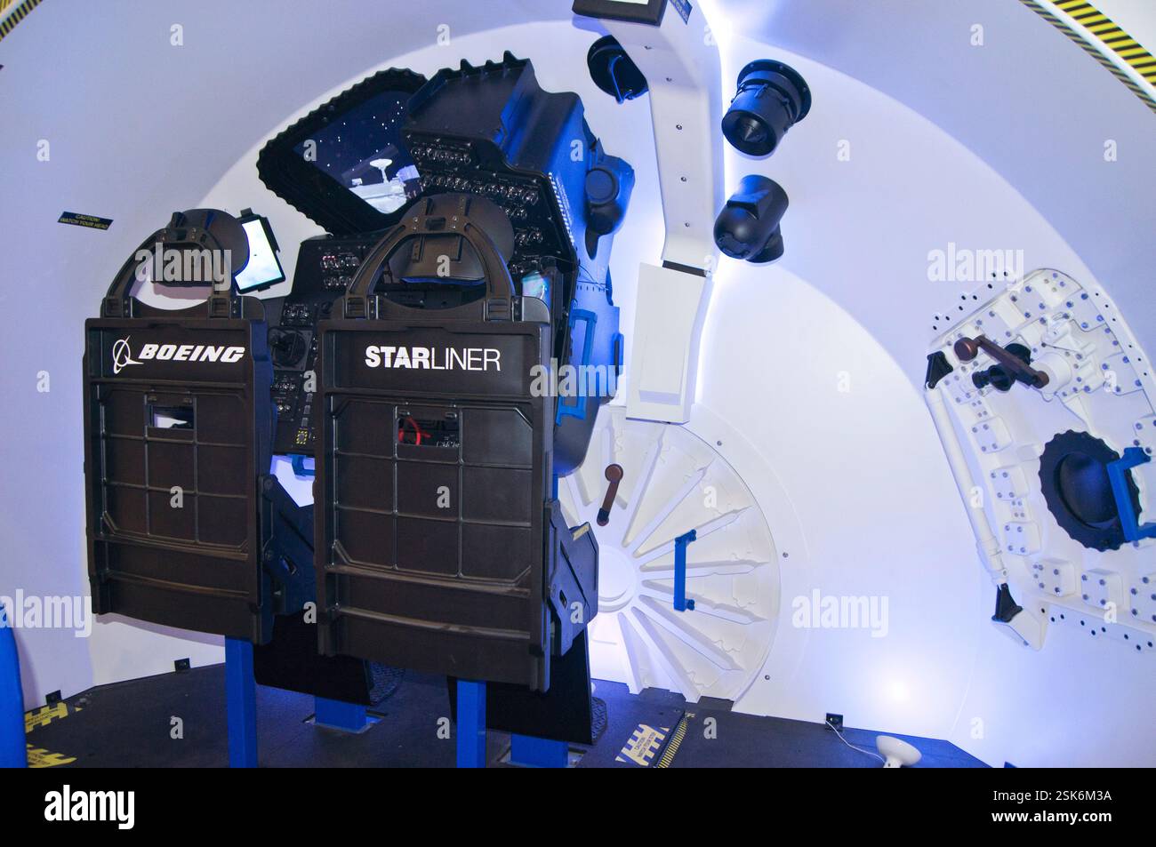 A partial mockup of the Boeing Starliner space capsule, designed to ...