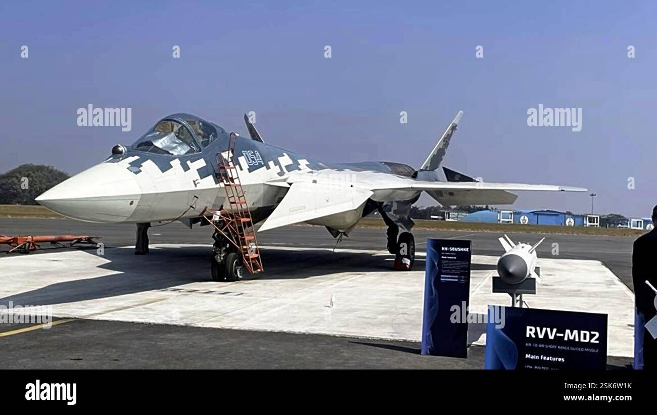 The Su57 on display at Aero India , in Bengaluru, India, at the ...