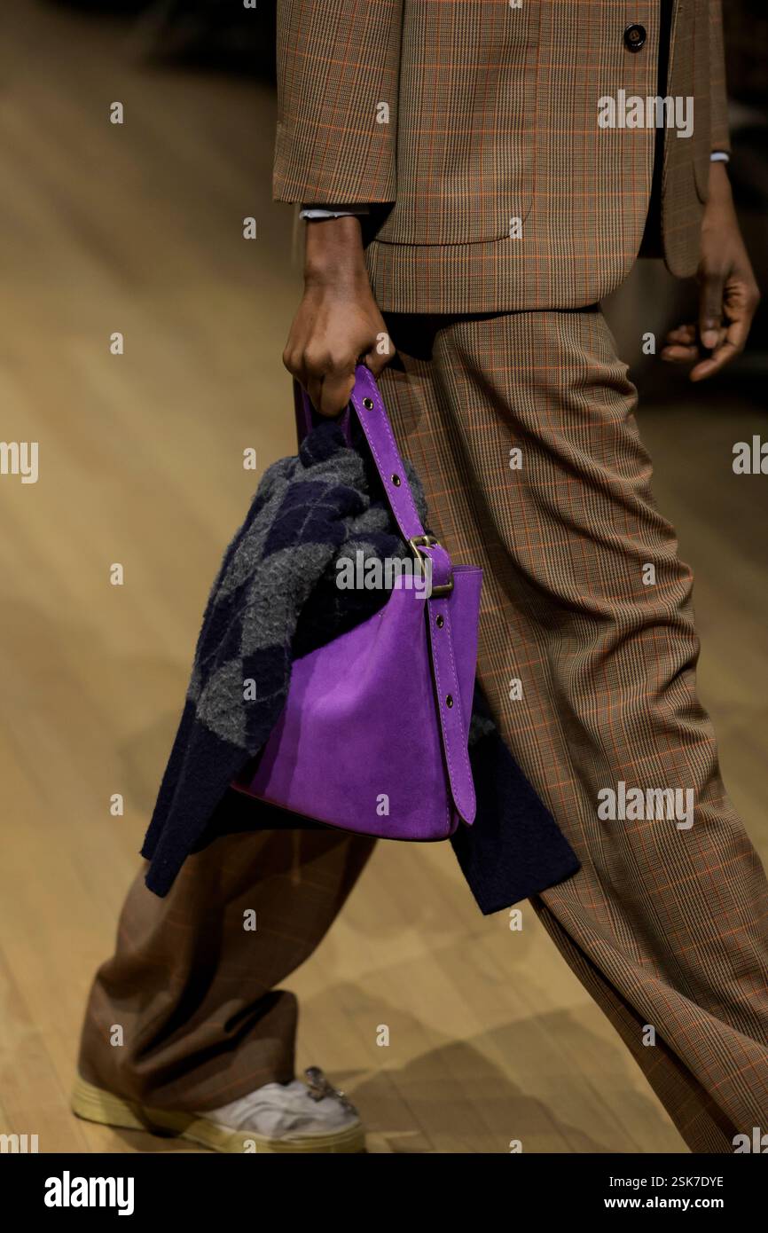 New York, USA. 10th Feb, 2025. A model is seen on the catwalk at the ...