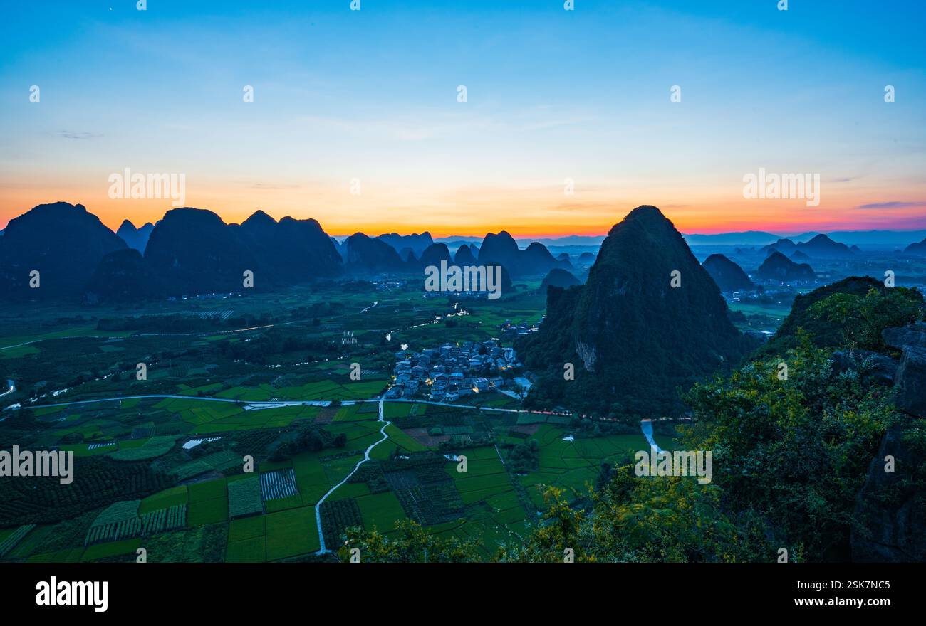 The blues beauty of Huixian Glass Field in Guilin, Guangxi Stock Photo ...